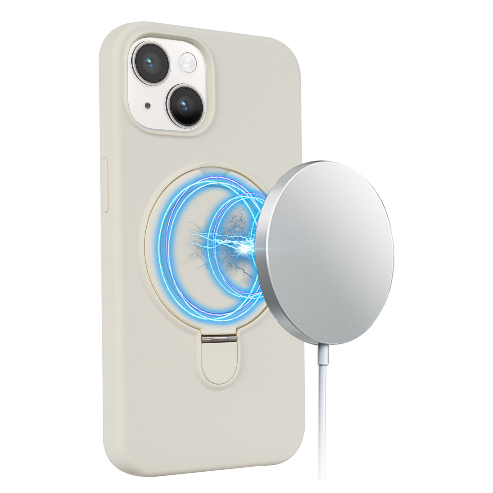 Magnetisch siliconen hoesje iPhone 15 Plus Beige | Fonu